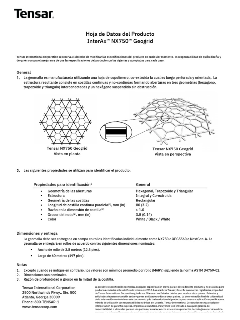 8 Geomalla InterAx - NX750 - TIC - 04.21 Material Property Data Sheet ...