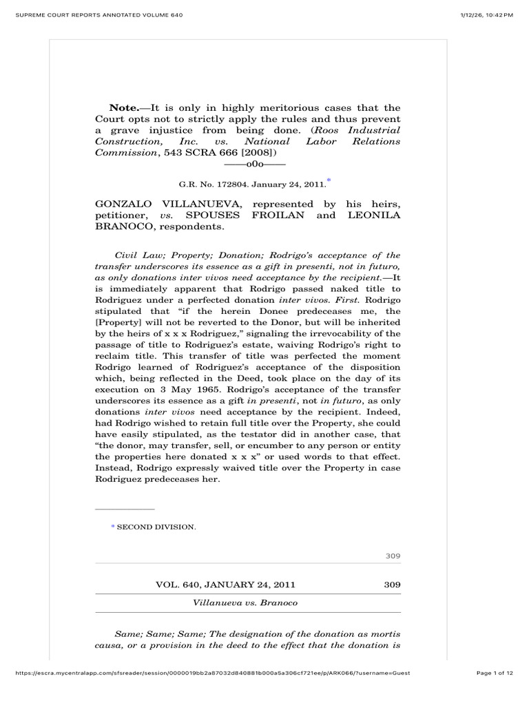 02 SUCCESSION INTRO 02 Villanueva vs. Branoco, 640 SCRA 308, January 24 ...