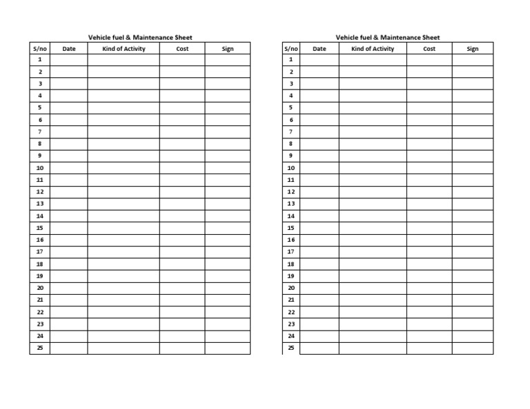 Vehicle Fuel Sheet | PDF