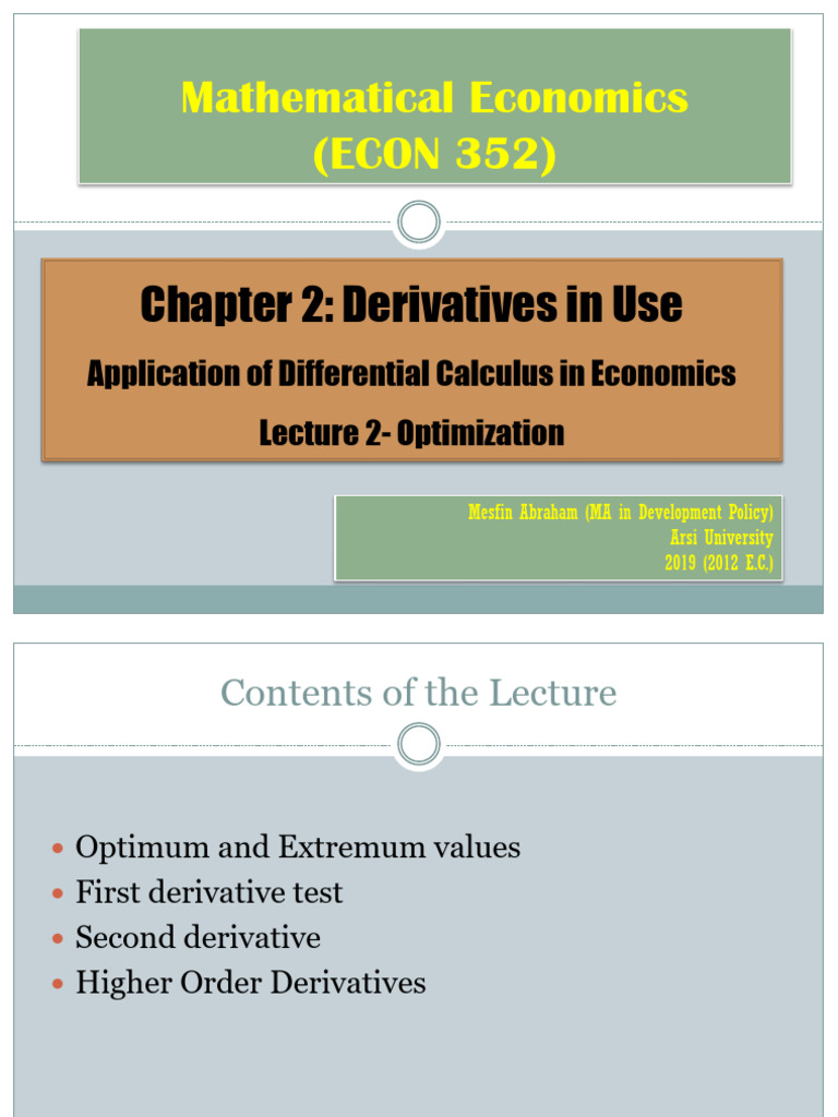 Optimization in Mathematical Economics | PDF | Mathematical ...