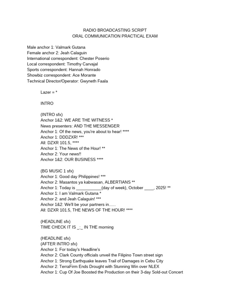 Radio Broadcasting Script for DZXR 101.5 | PDF | Earthquakes | Geophysics
