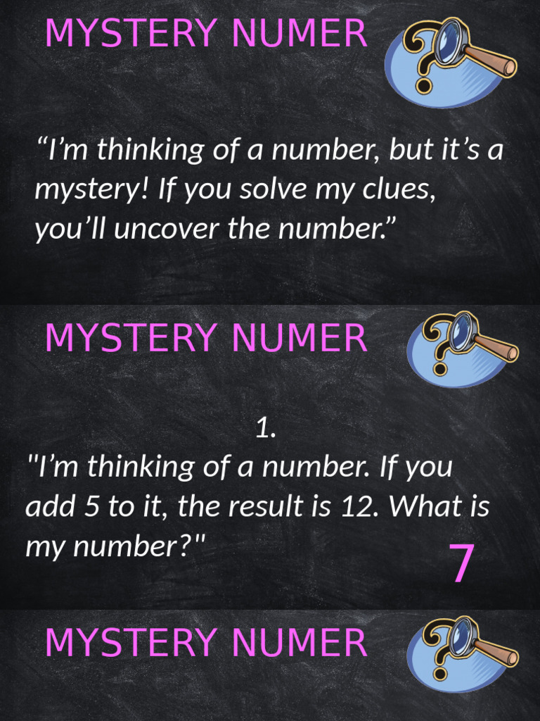Mystery Number Math Problems | PDF | Equations | Algebra