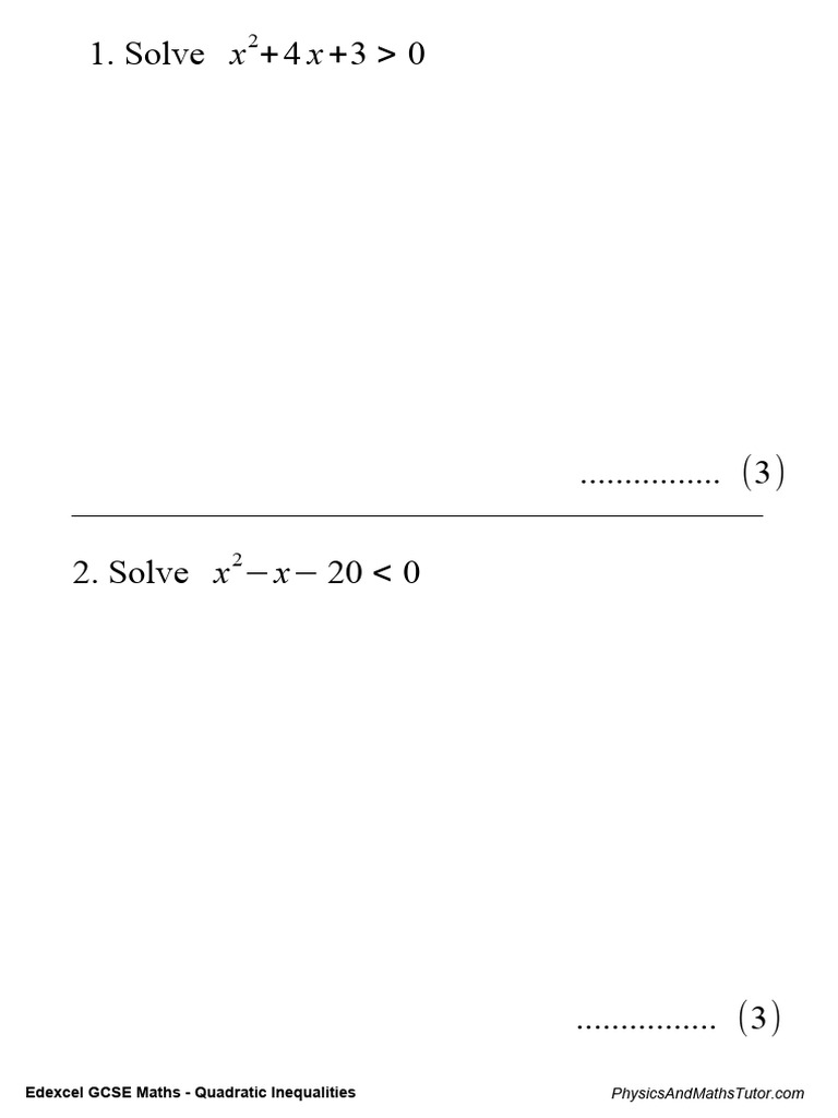 Quadratic Inequalities QP | PDF