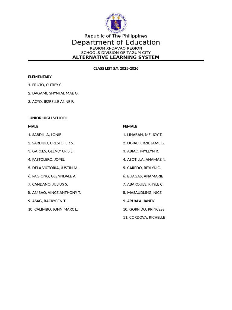 Class List s | PDF