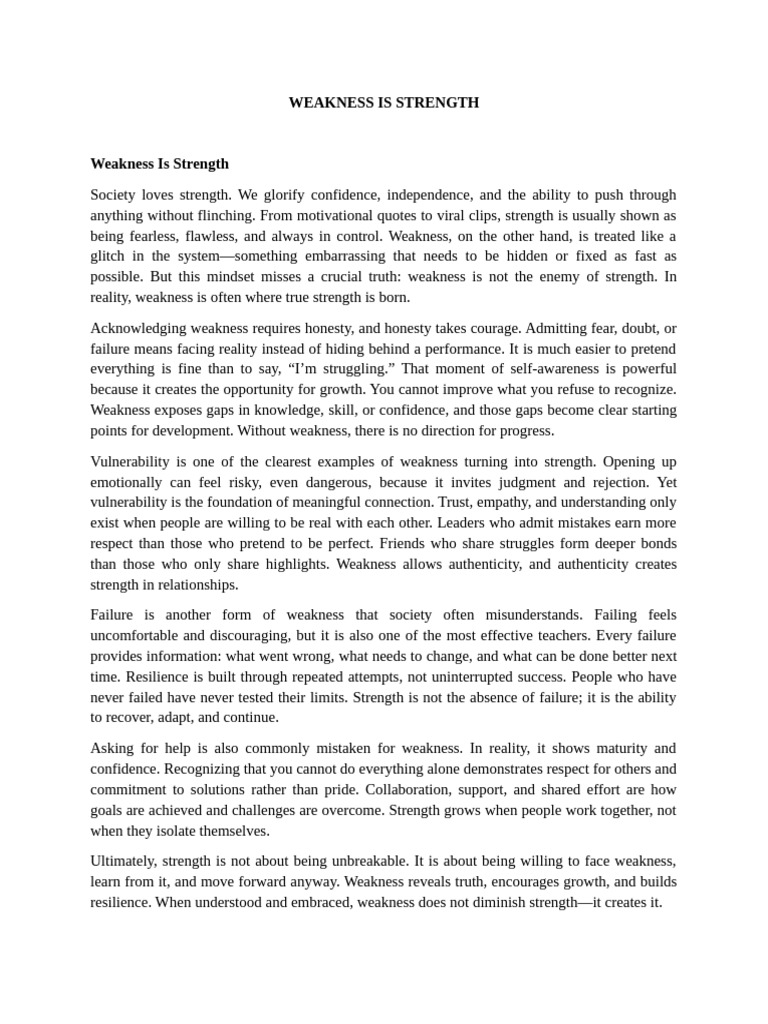 WEAKNESS IS STRENGTH | PDF | Psychological Resilience | Courage