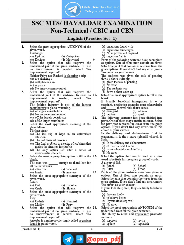 Ssc Mts Score 100 English Practice Work Book (@Apna_pdf) | PDF | Linguistic Morphology | Syntax
