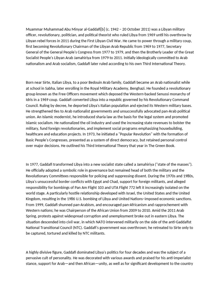 Muammar Muhammad Abu Minyar Al | PDF | Muammar Gaddafi | Libya