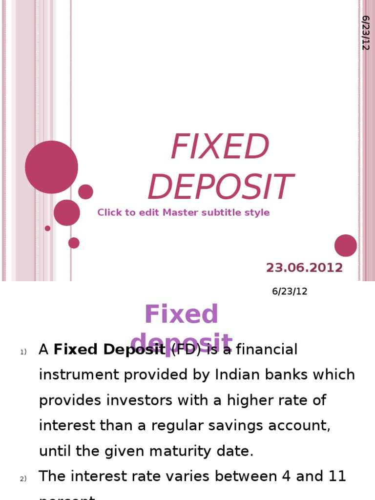 Fixed Deposit | Download Free PDF | Payments | Financial Services