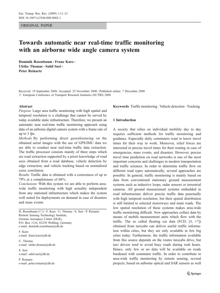 Towards Automatic Near Real-time Traffic Monitoring With an Airborne ...