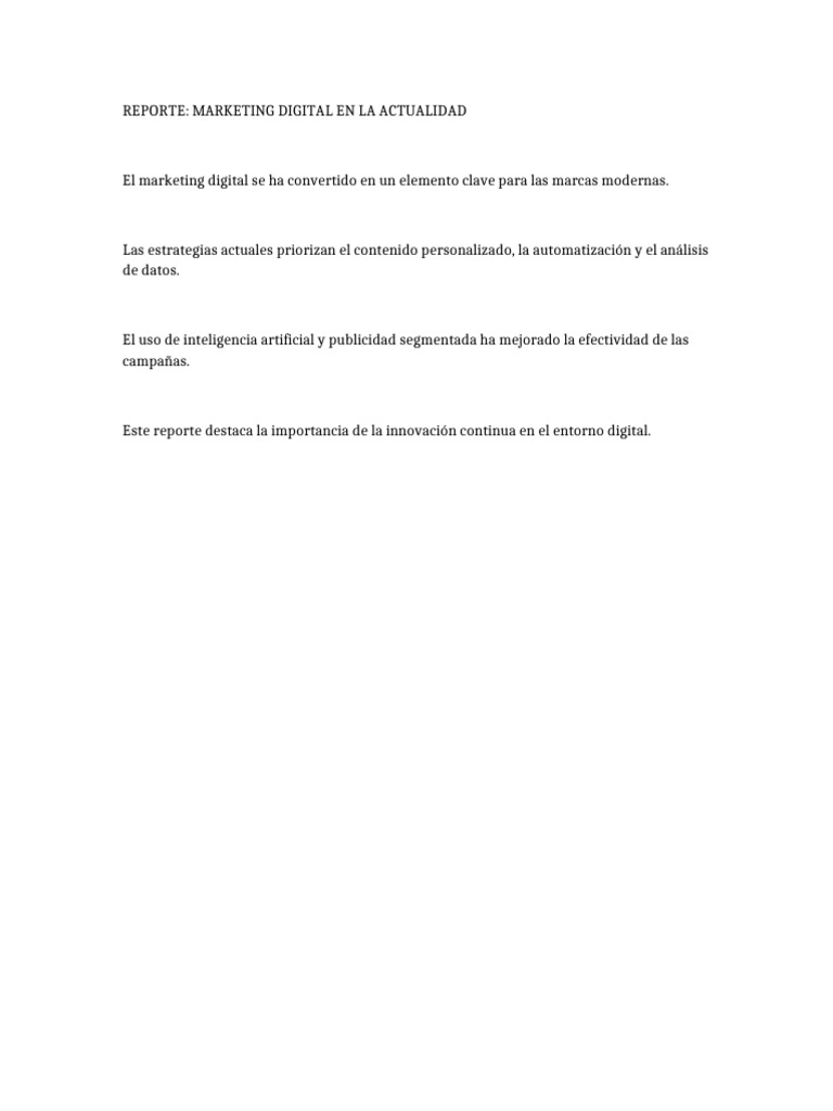 Reporte Marketing Digital Actual | PDF