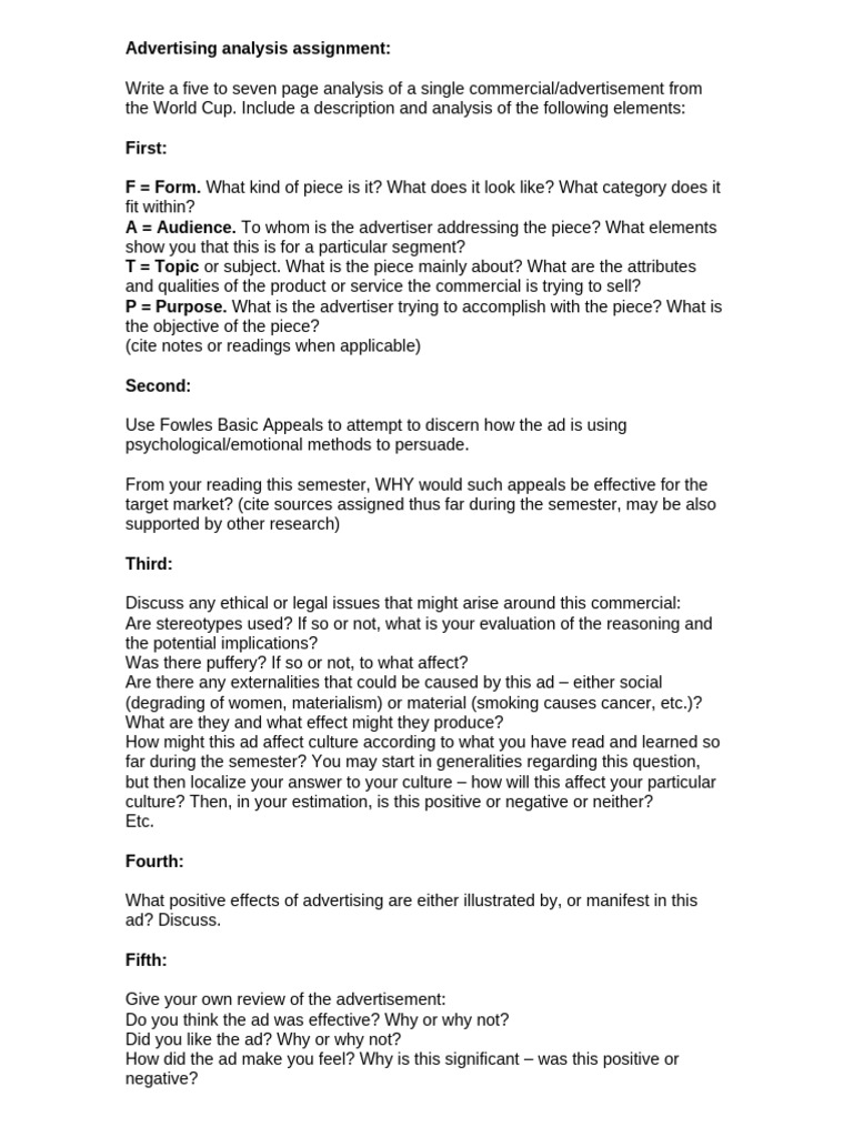 Advertising Analysis Fa2024 | PDF | Advertising | Human Communication
