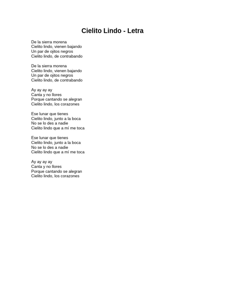 Cielito Lindo Letra | PDF