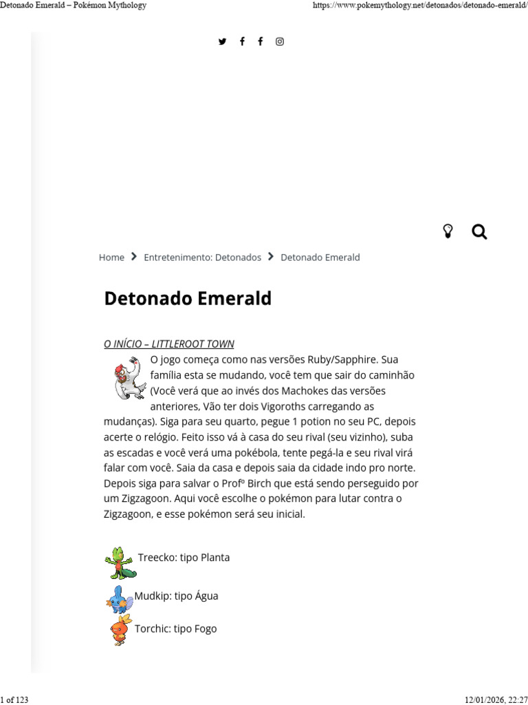 Detonado Emerald – Pokémon Mythology | PDF | Pokémon | Franquias da Nintendo