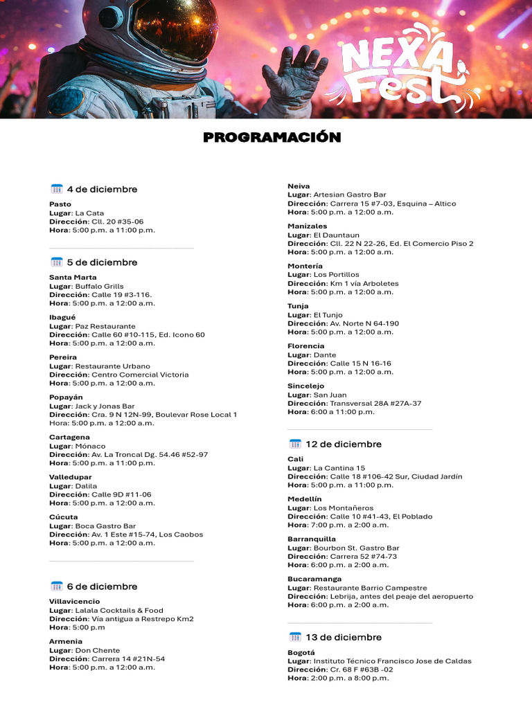 Programacion Nexa Fest 2025 | PDF