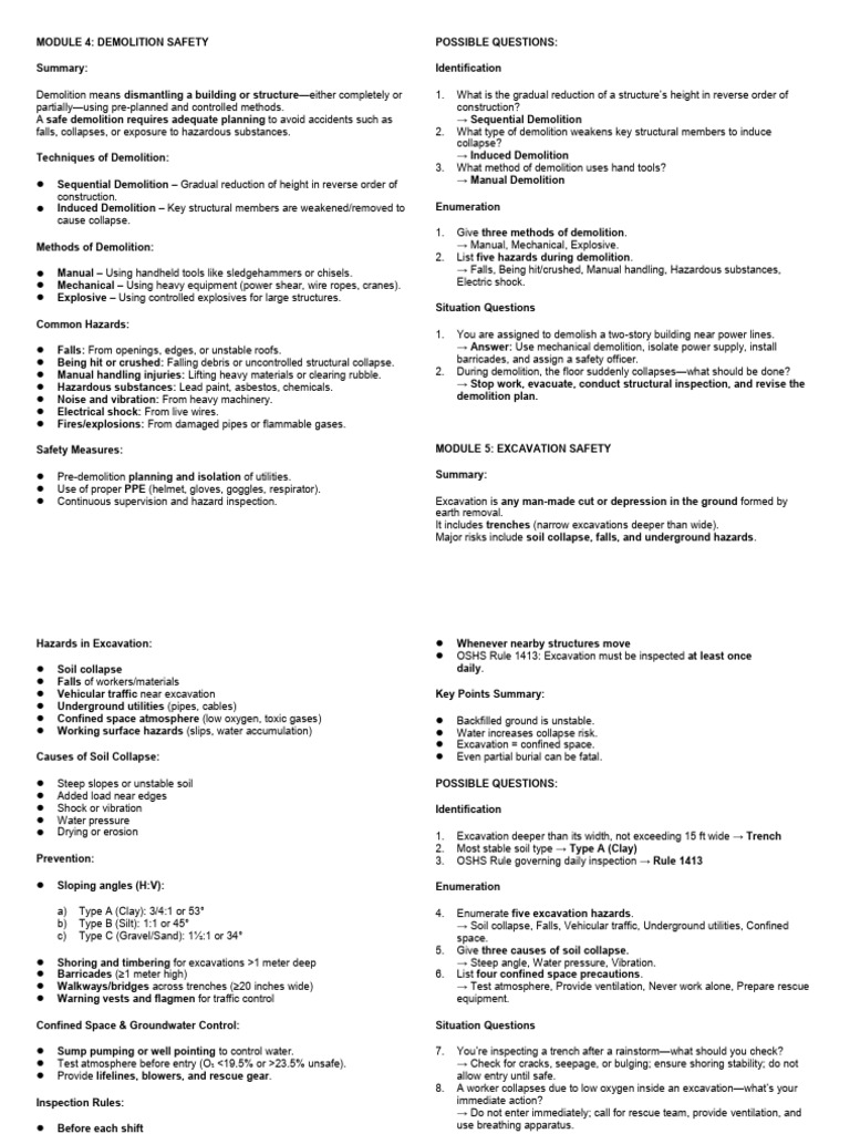 Demolition and Excavation Safety Guide | PDF | Demolition | Soil