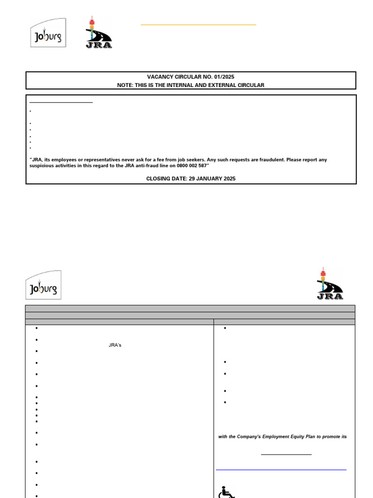 External Circular 01 for General Workers_manager-er 12-01-2025 | PDF | Road | Road Surface