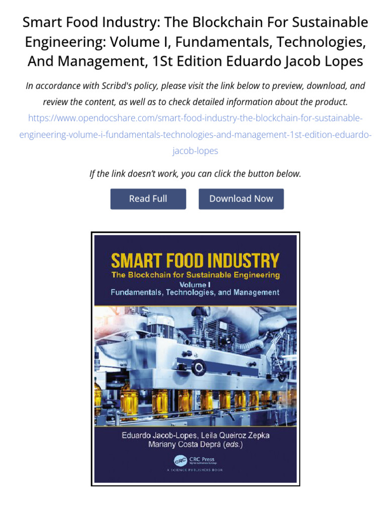 Smart Food Industry: The Blockchain for Sustainable Engineering: Volume ...