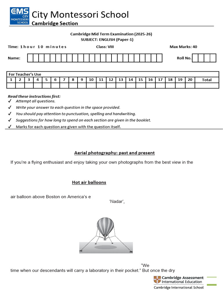 Science Past Paper | PDF | Aerial Photography | Camera