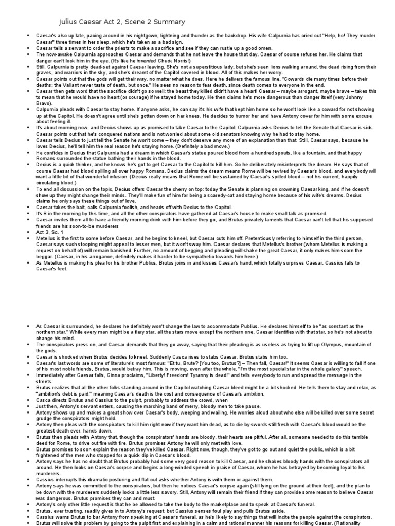 Julius Caesar Act 2, Scene 2 Summary | PDF | Marcus Junius Brutus The ...