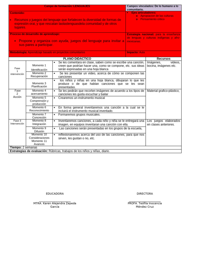 plano canto | PDF | Educación de la primera infancia | Canciones