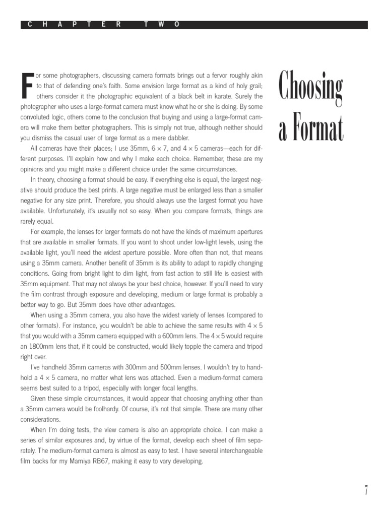 Choosing the Right Camera Format | PDF | Exposure (Photography) | Camera