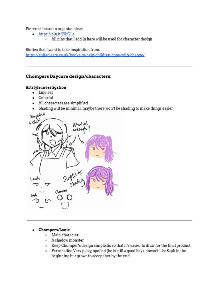 Chompers Daycare Character Design Guide | PDF