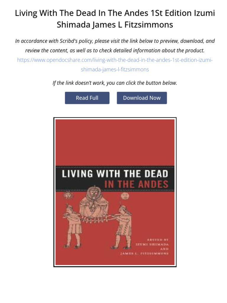 Living with the Dead in the Andes 1st Edition Izumi Shimada James L ...