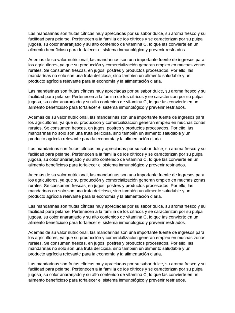 Beneficios y producción de mandarinas | PDF | Fruta | Alimentos