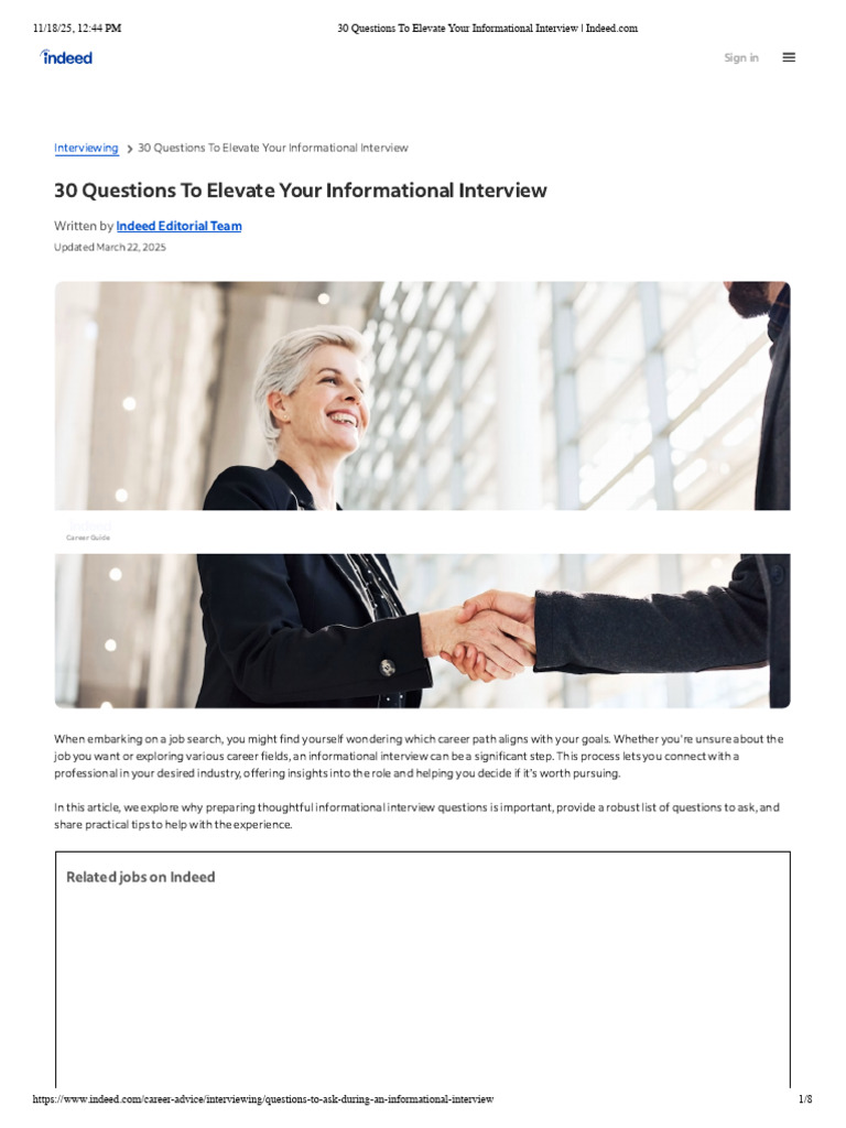 30 Essential Questions for Informational Interviews | PDF | Job ...