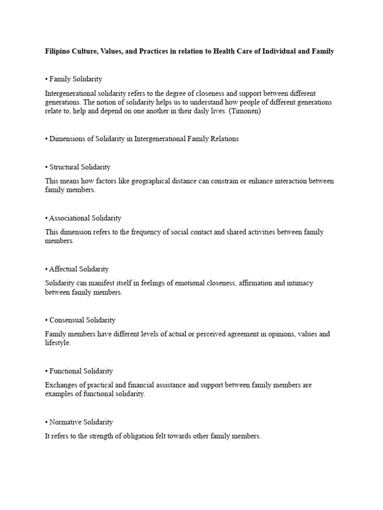 Filipino Family Values in Healthcare | PDF | Festival | Health Care