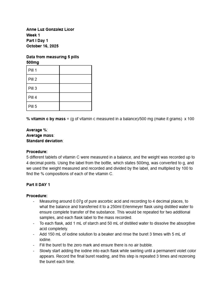 Chem Notebbook | PDF | Mole (Unit) | Vitamin C