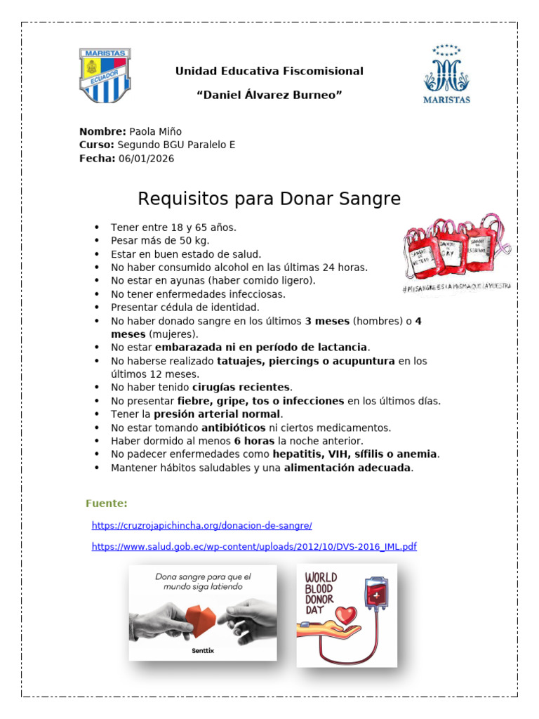 Requisitos para Donar Sangre | PDF