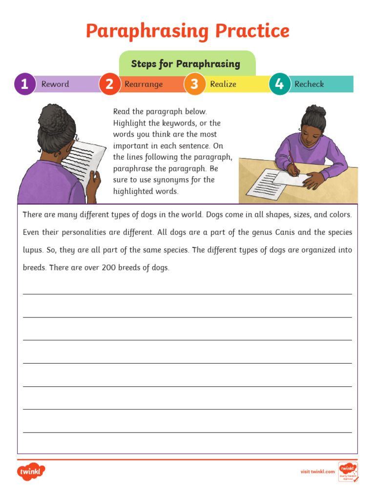 Us e 354 Paraphrasing Practice Activity Ver 1 | PDF