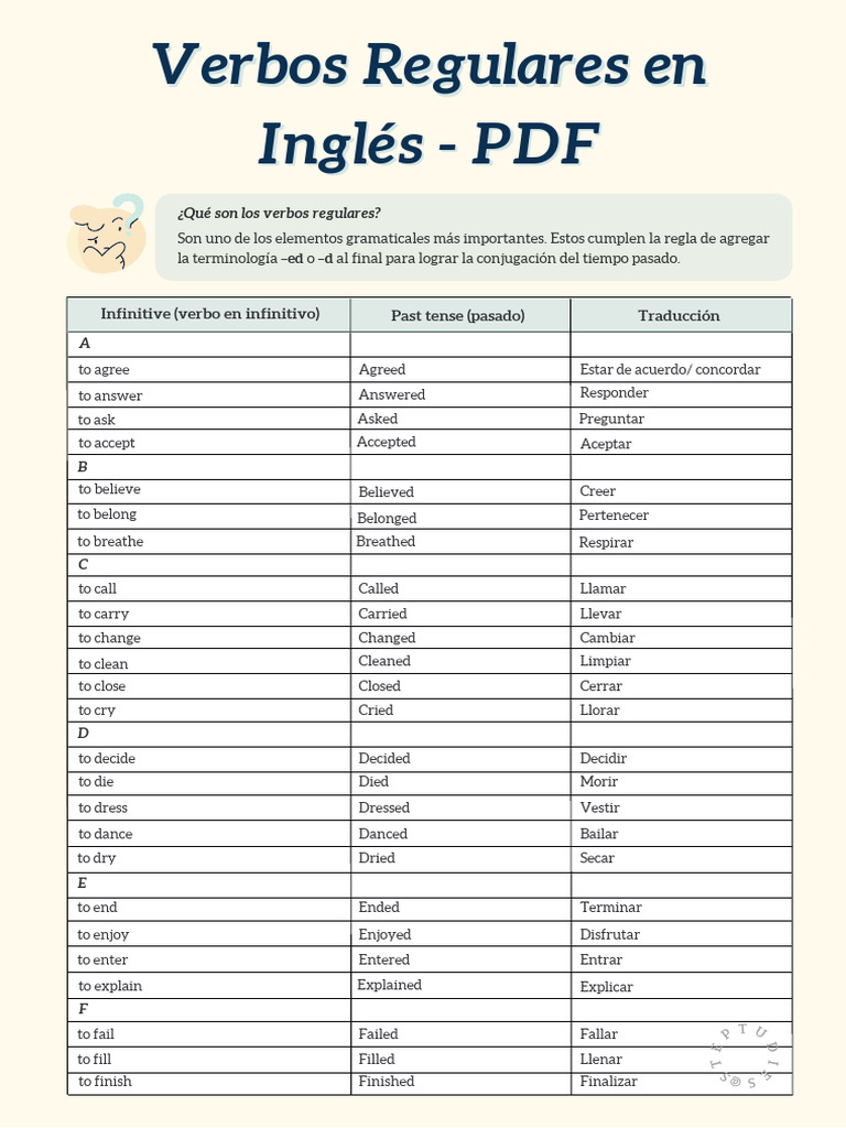 Guía de Verbos Regulares en Inglés | PDF | Linguistics | Syntax