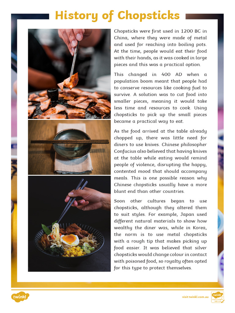 Au t2 T 10000933 History of Chopsticks Fact File English Ver 2 | PDF