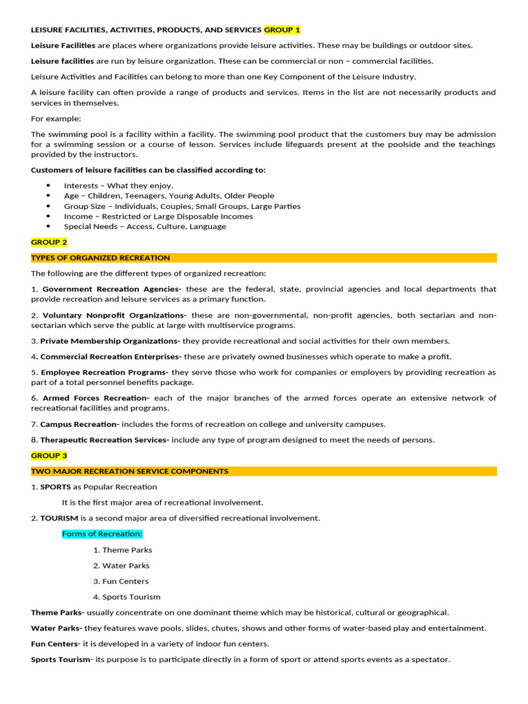 Overview of Leisure Facilities and Services | PDF | Museum | Recreation