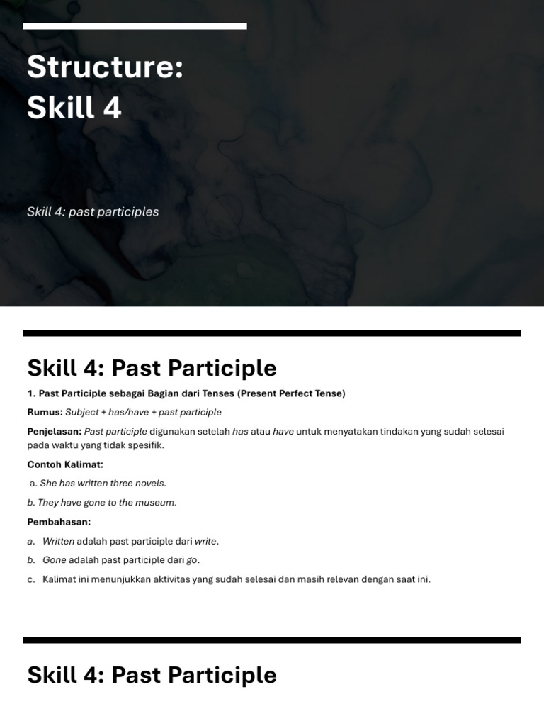 Structure Skill 4 Past Participle | PDF | Adjective | Verb