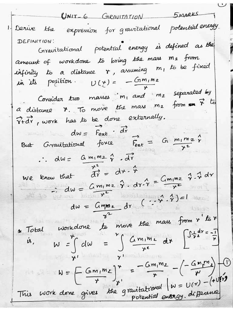 Gravitation- Unit 6 | PDF