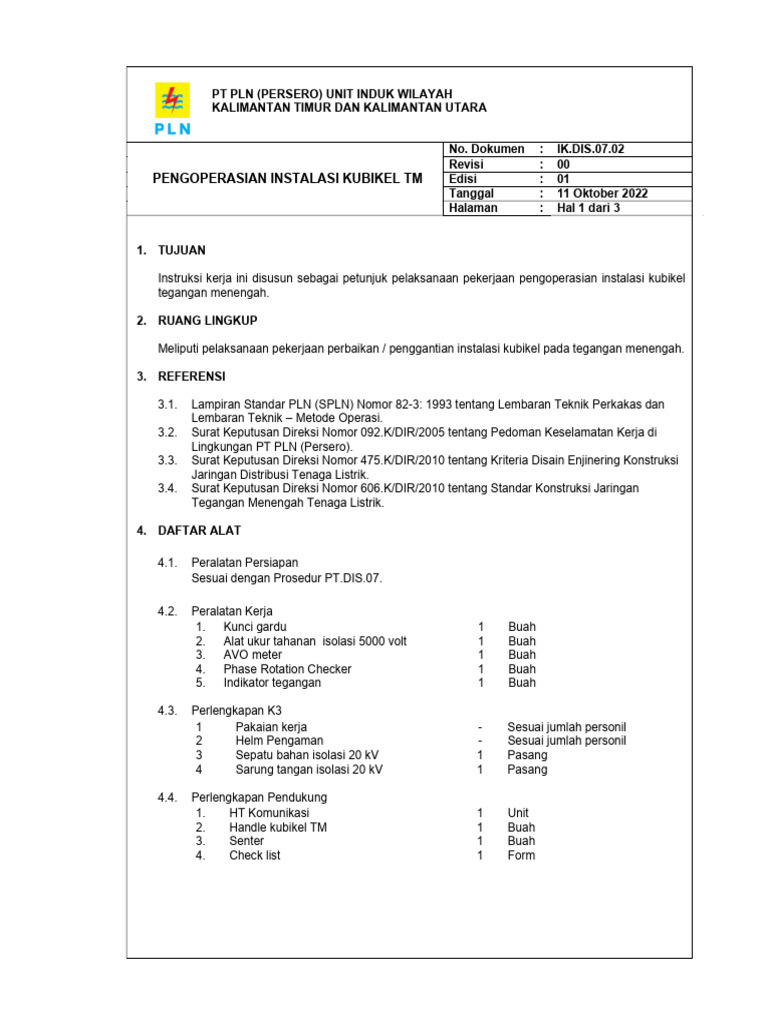 Panduan Pengoperasian Kubikel TM PLN | PDF