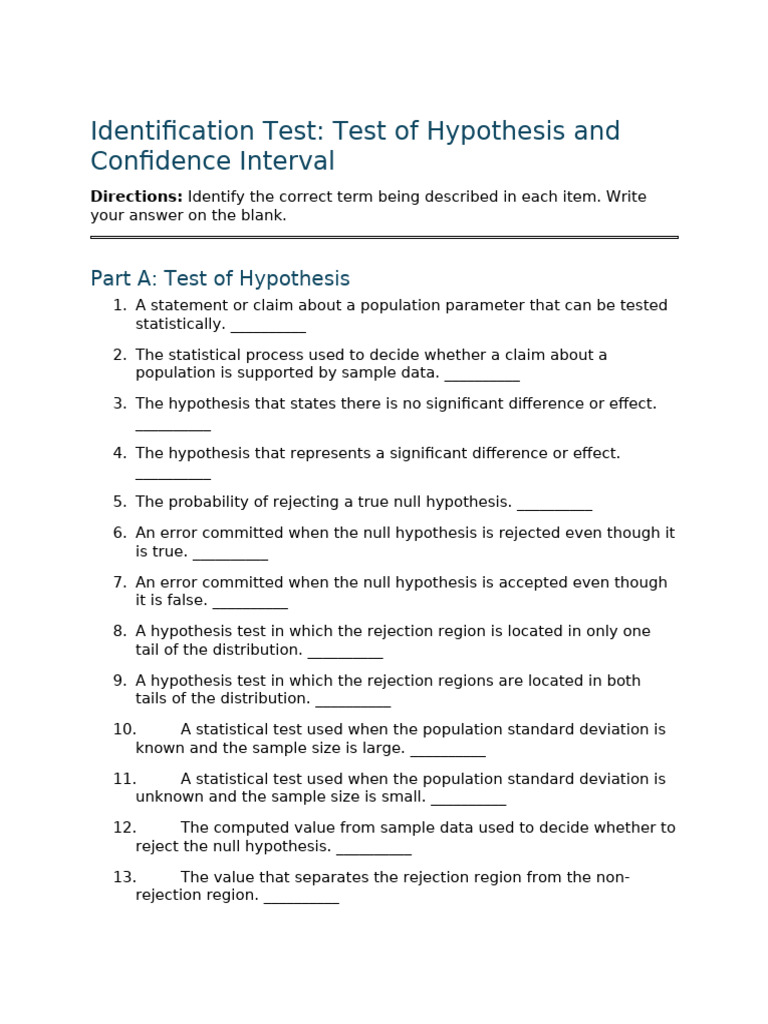 Hypothesis Testing and Confidence Intervals | PDF | Confidence Interval ...