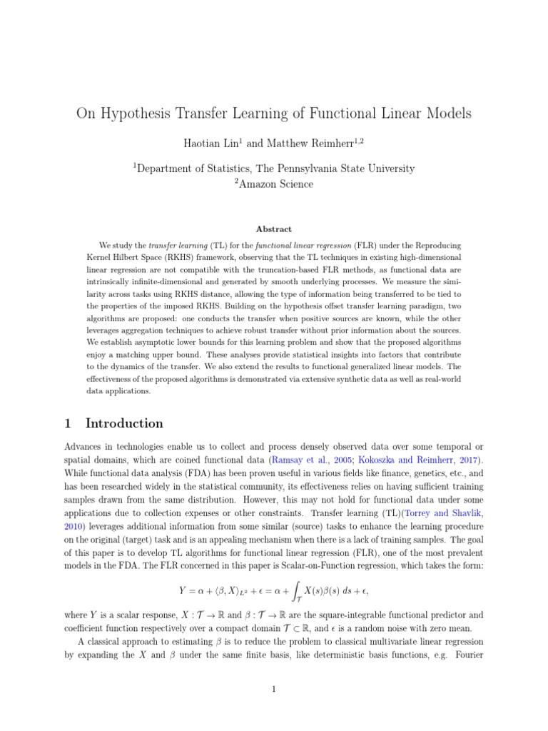 A paper on functional | PDF | Linear Regression | Applied Mathematics