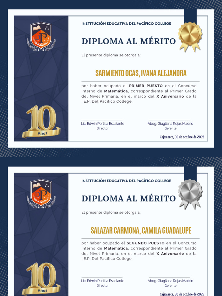Diploma al Mérito en Matemáticas y Comunicación | PDF