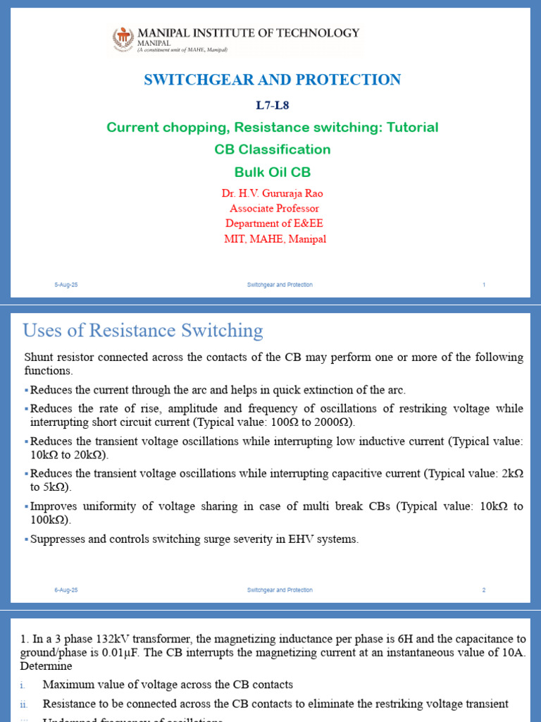 L7 L8 Tutorial CB Classification Bulk Oil CB Copy | PDF | Electric Arc ...