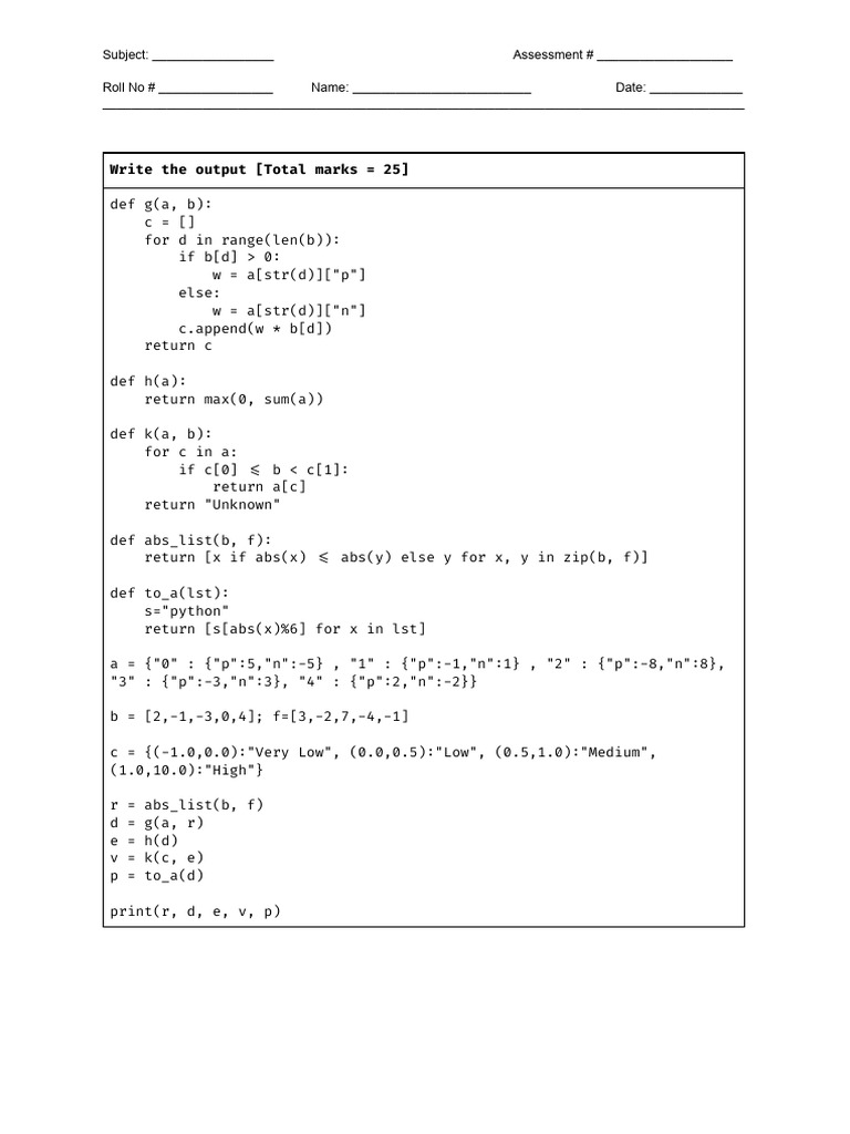 Python Programming Quiz 4 - Solution | PDF