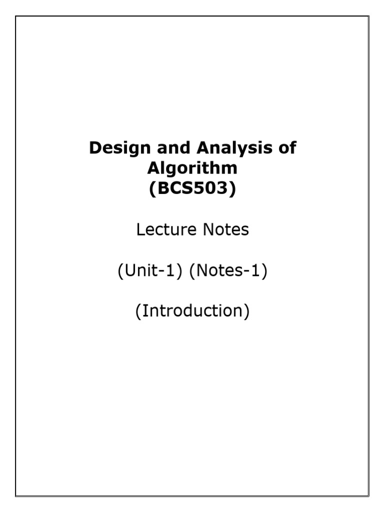 DAA Unit-1(Part-1)(Introduction) | PDF | Programming | Computer Program