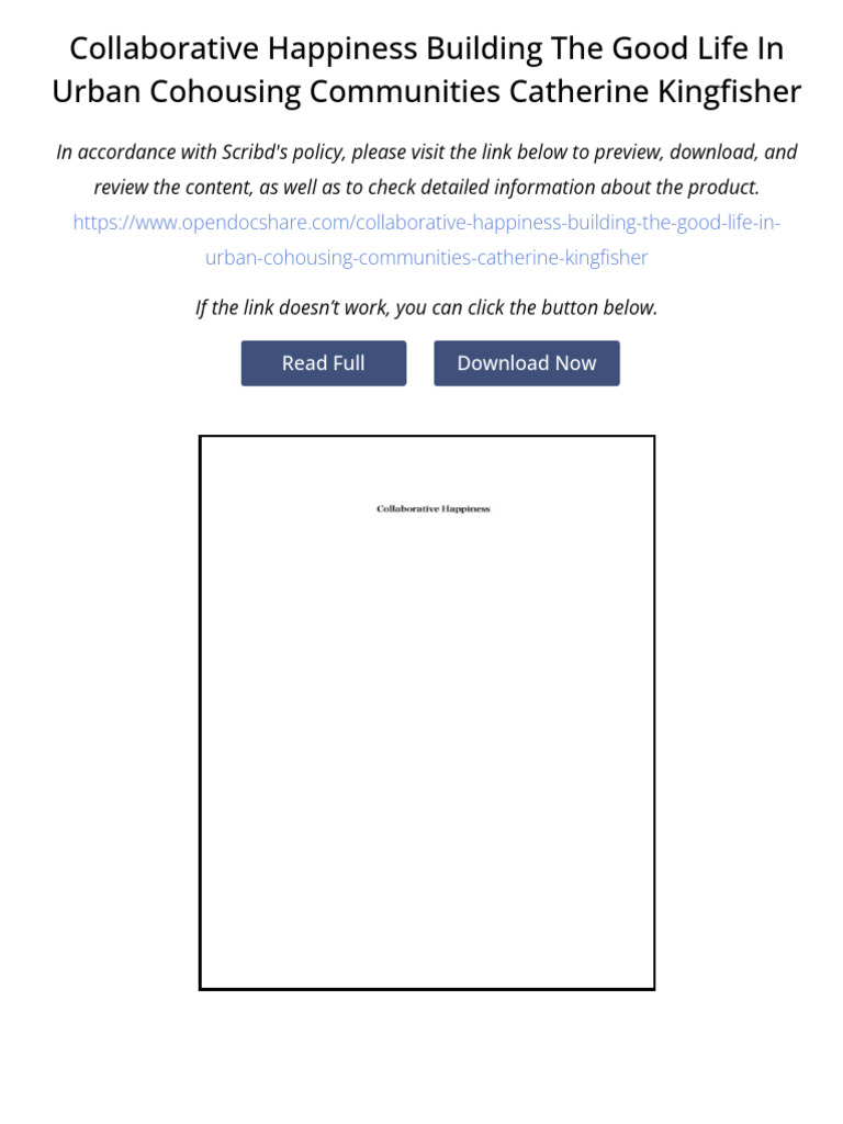 Collaborative Happiness Building The Good Life In Urban Cohousing ...