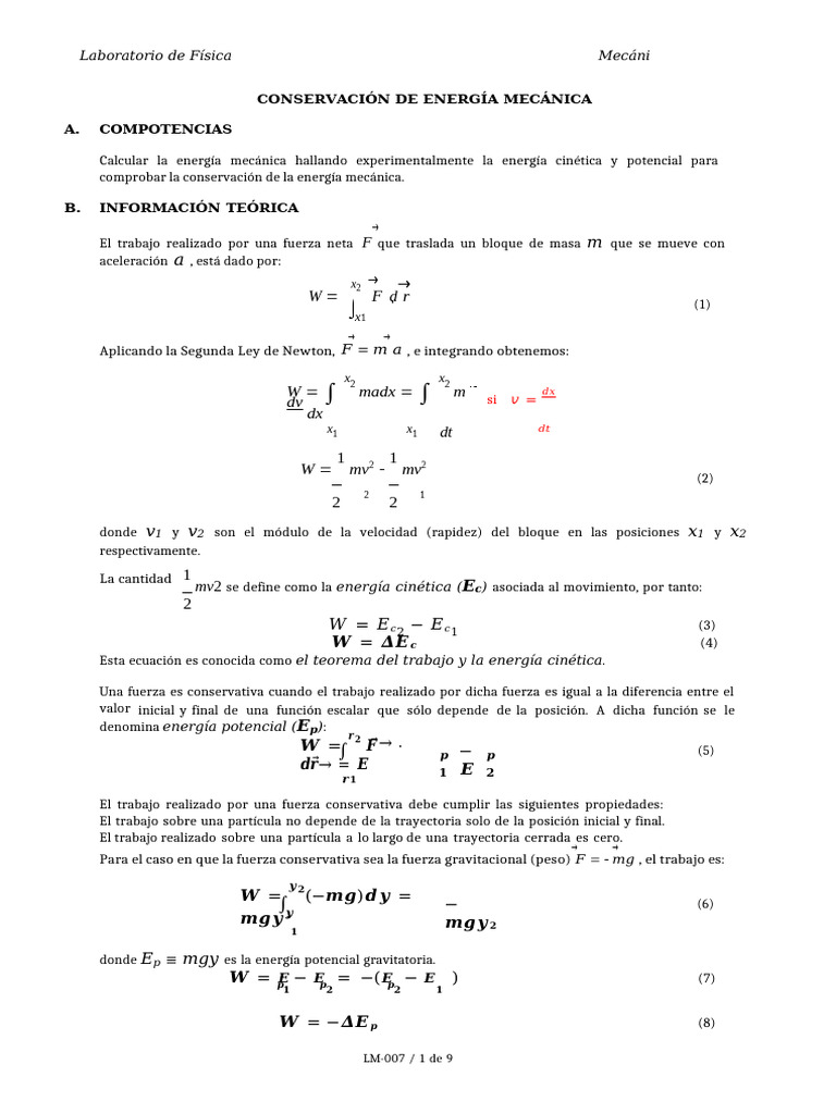 Guía 101 Conservación de La Energía Guia Virtual_251124_150258 | PDF | Fuerza | Fenomeno fisico