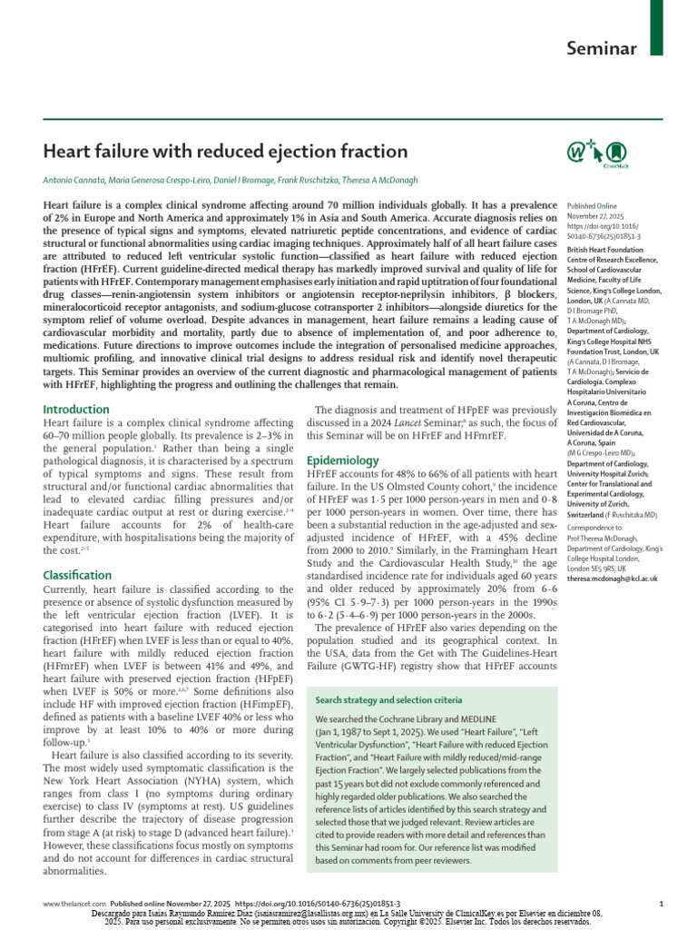 Heart Failure With Reduced Ejection Fraction | PDF | Heart Failure ...