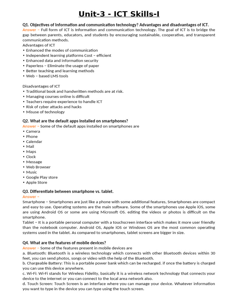 ICT Skills 9th | PDF | Computer Data Storage | Smartphone