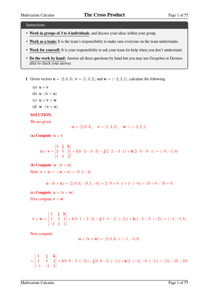 Cross Product Calculations in 3D | PDF | Area | Linear Algebra